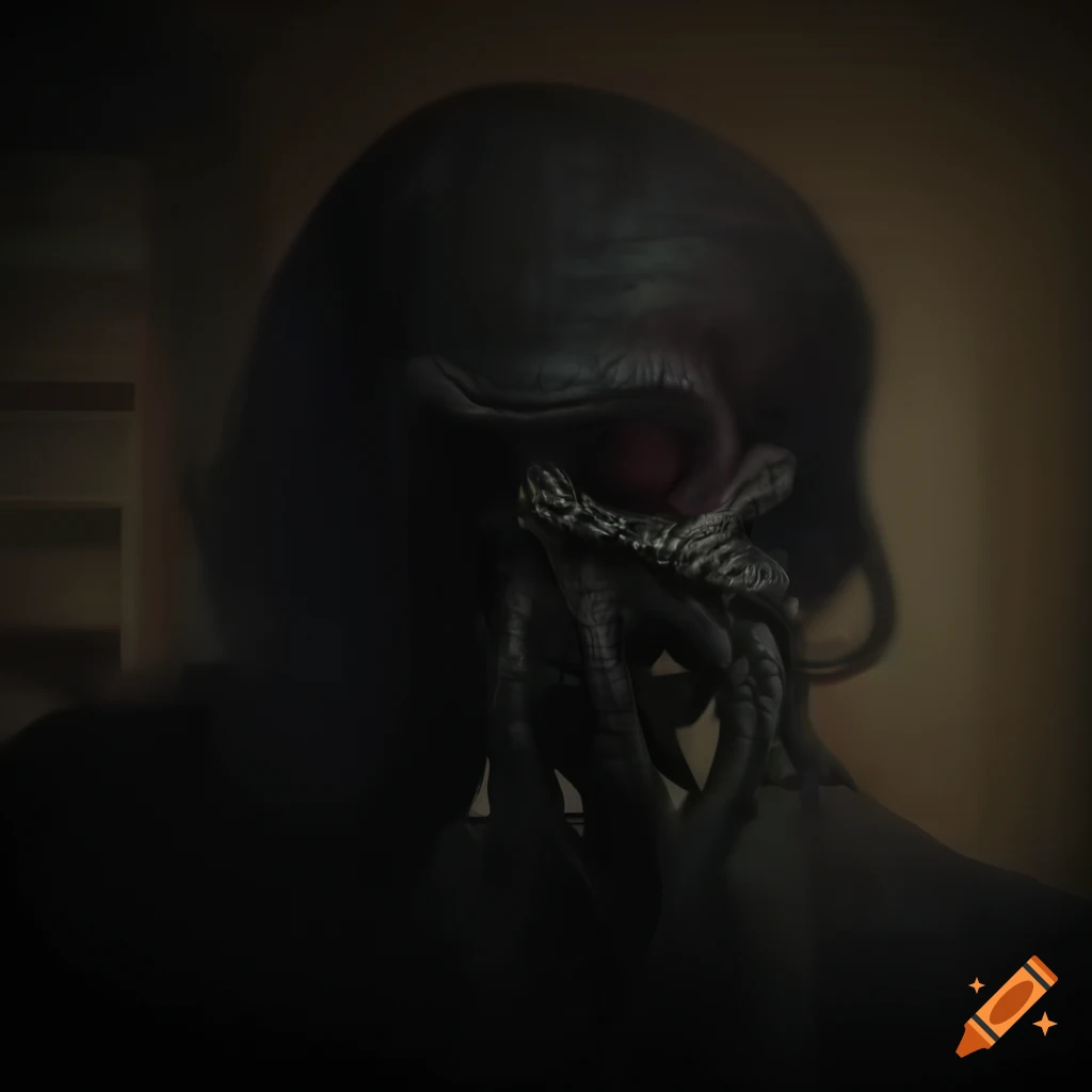 Wide shot of a horror scene with cinematic lighting on Craiyon