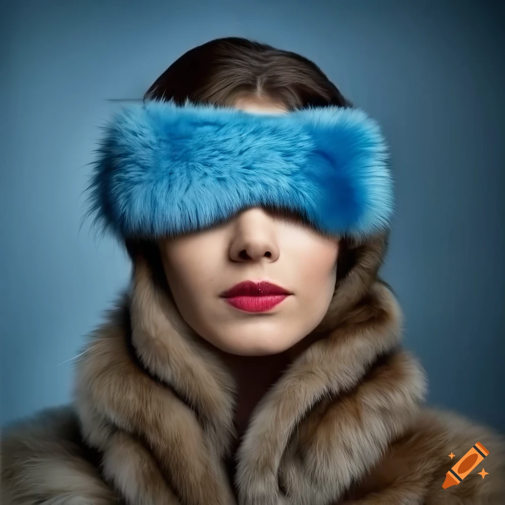 Woman in a fur coat and sleep mask on Craiyon