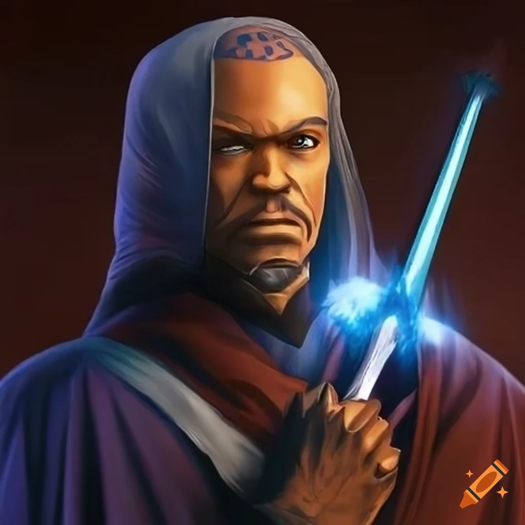 Blue knight wielding a sword in futuristic armor on Craiyon