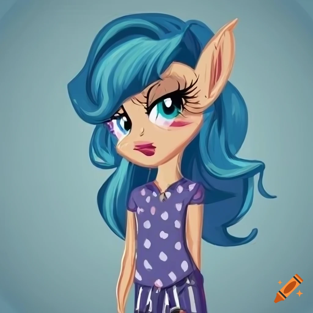 Cartoon character of a blue-haired elf in my little pony art style on ...