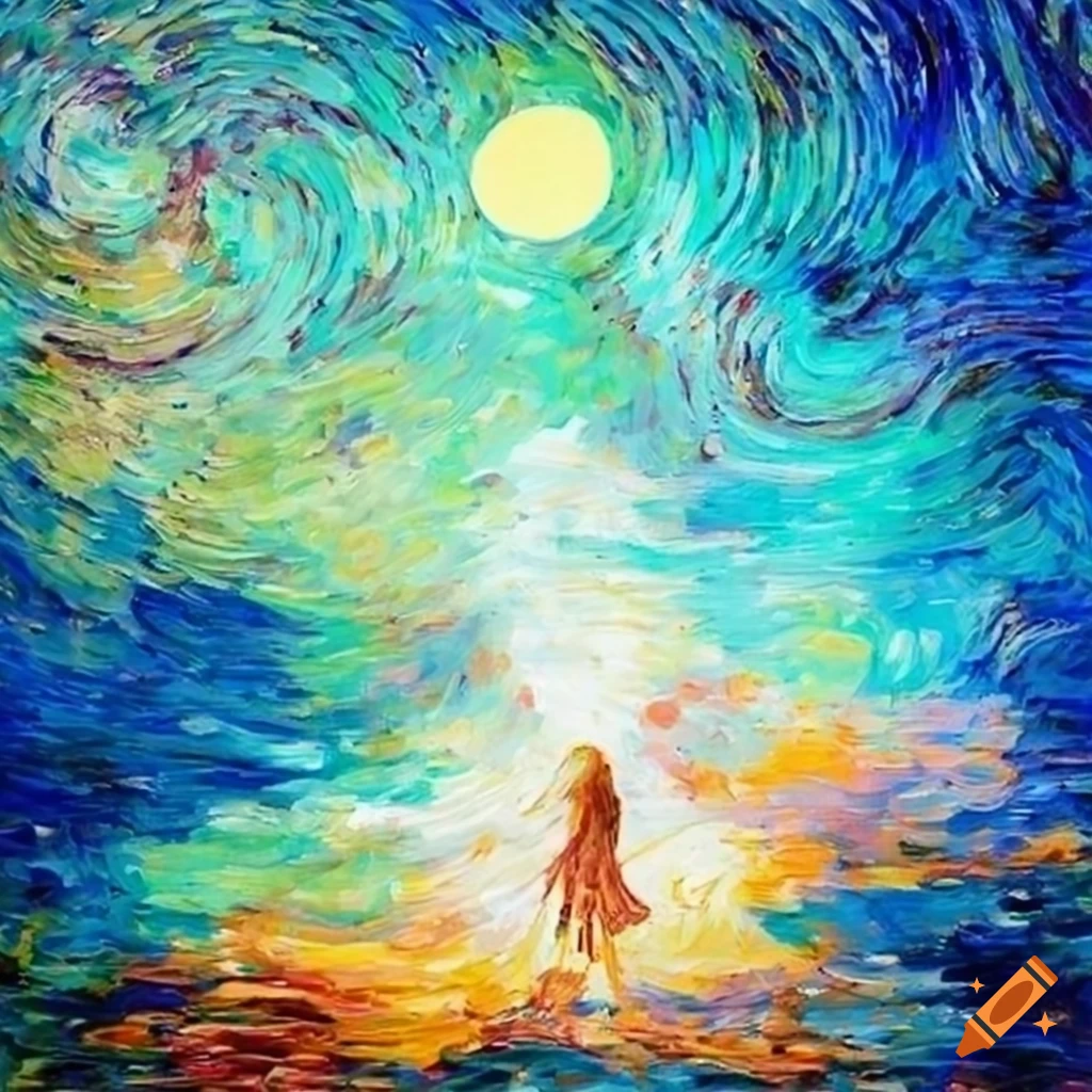 Abstract painting with surreal sea and sky on Craiyon