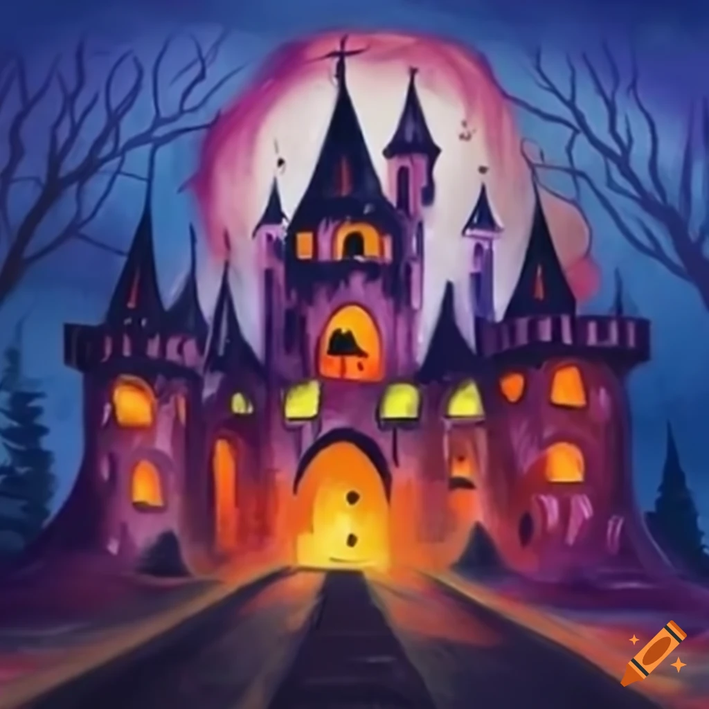 Hand-drawn castle for halloween