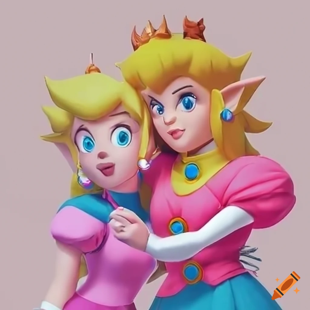 Link and princess peach switch outfits on Craiyon