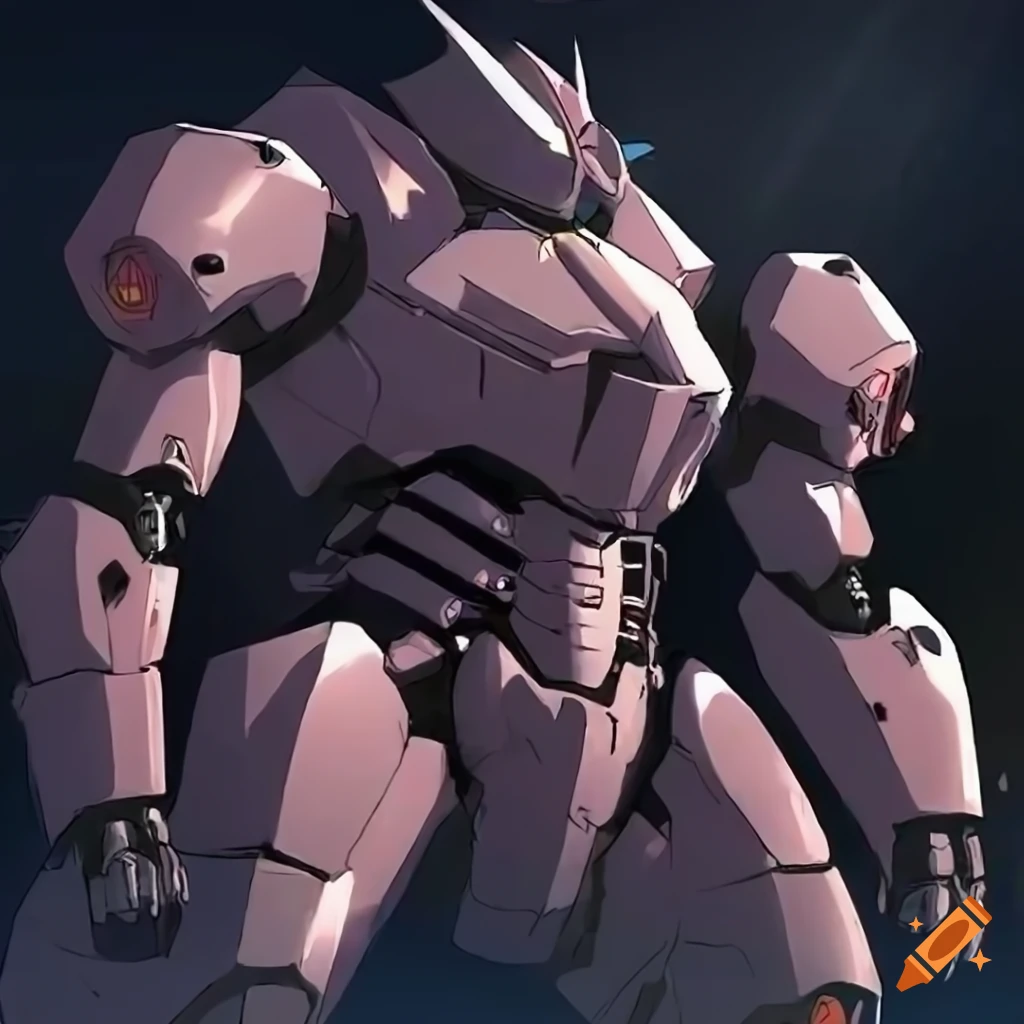Anime mecha in bulky armor