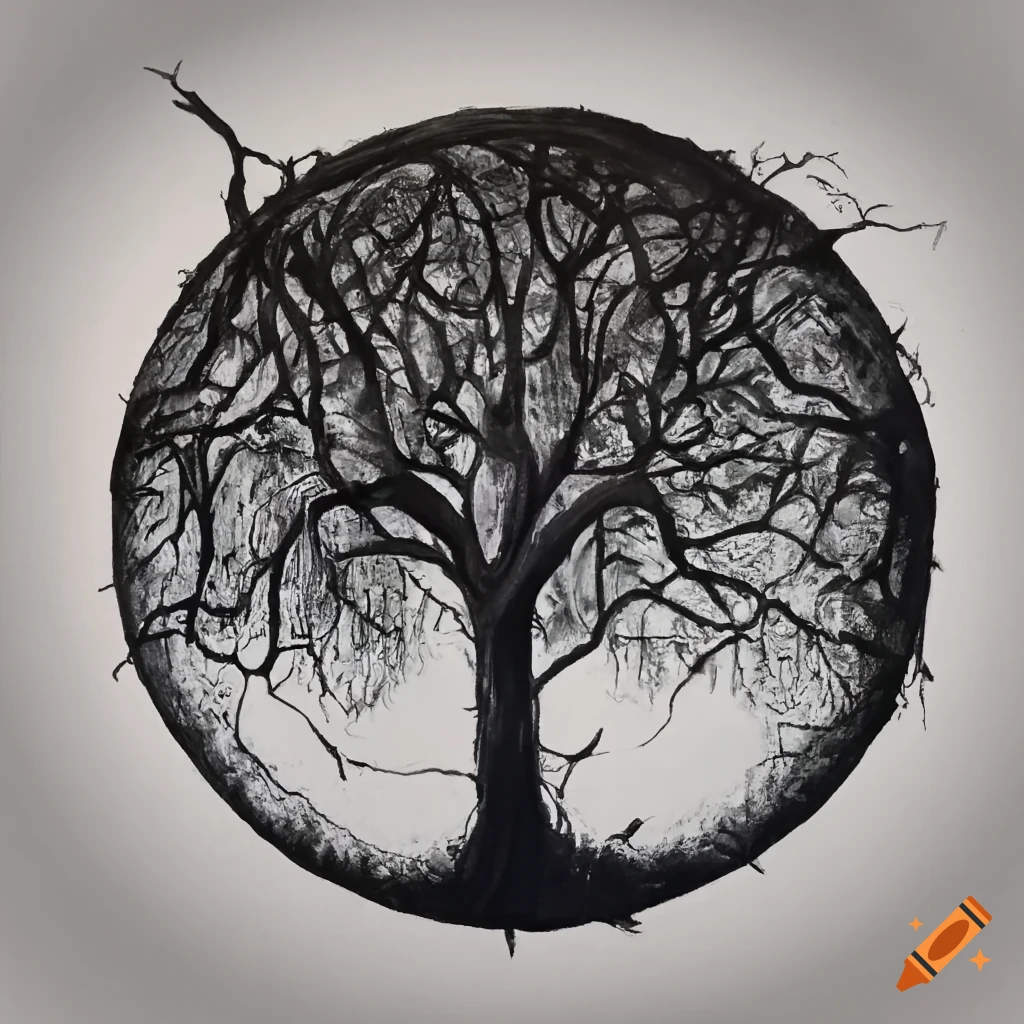 Silhouette with entwined tree branches forming an arch shape on Craiyon