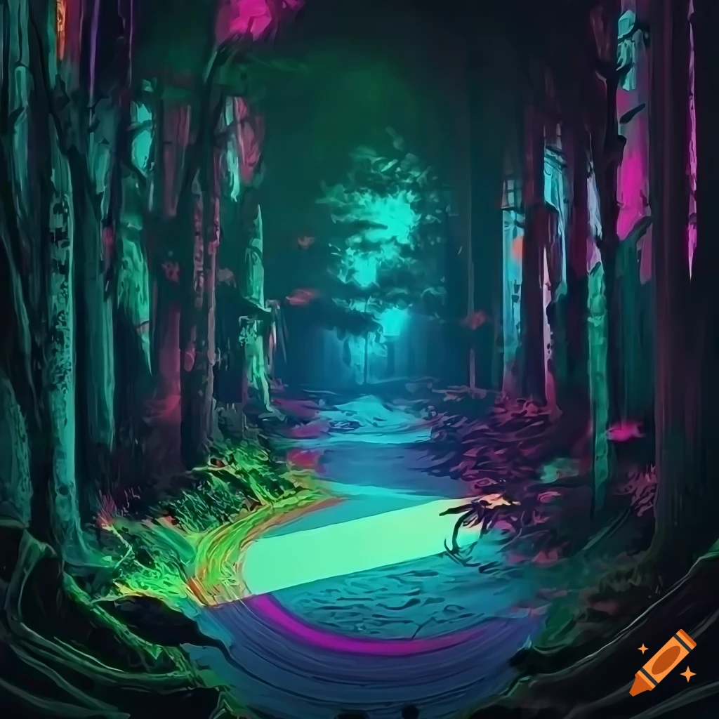 Retrowave forest on Craiyon