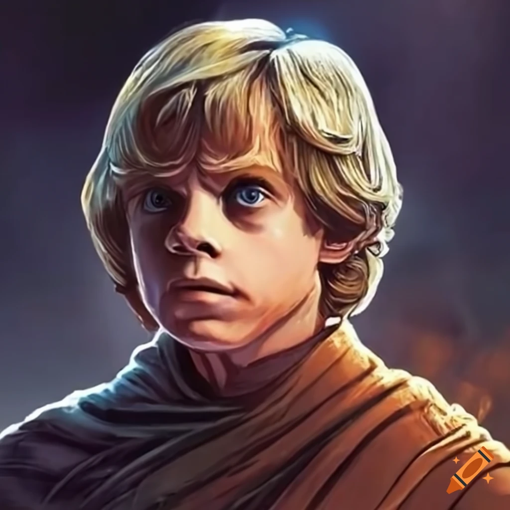 Cartoon depiction of iconic character luke skywalker on Craiyon