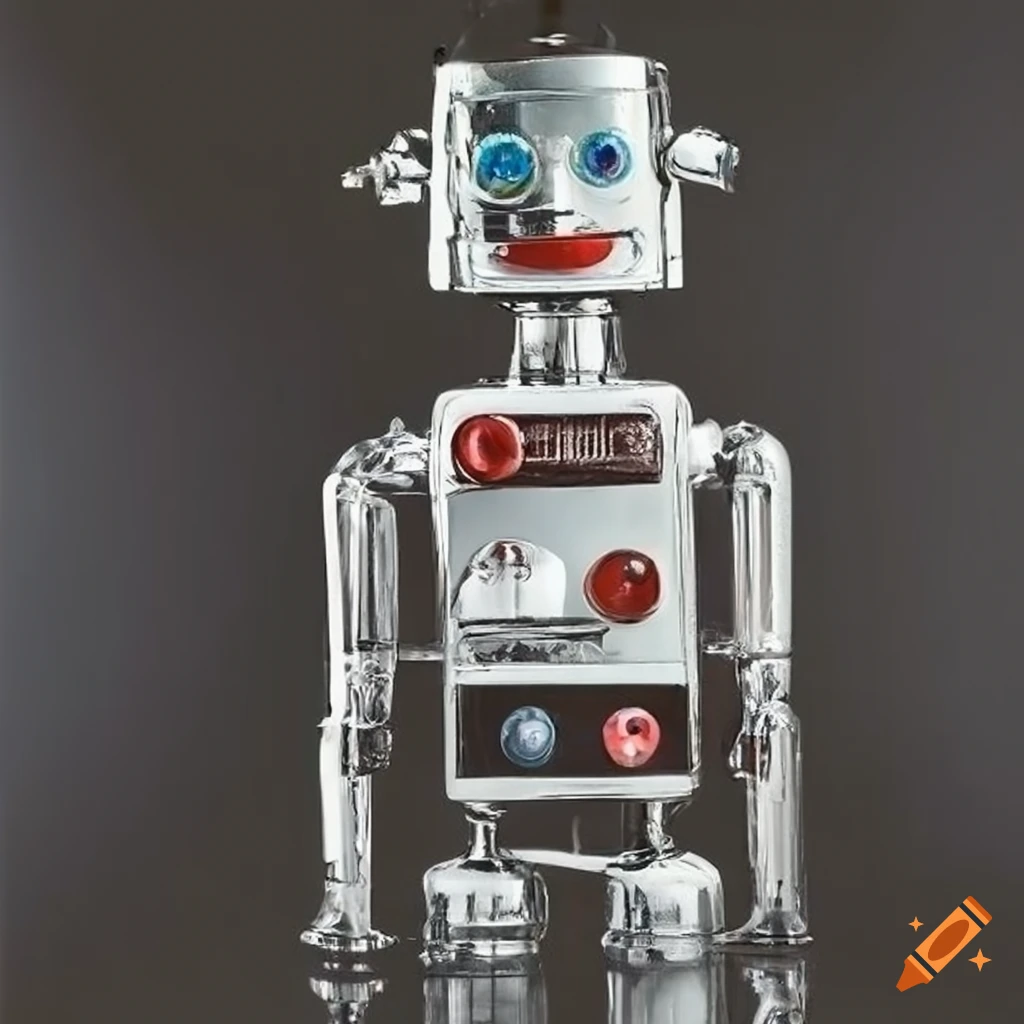 Vintage retro robot with big teeth on a spiral background on Craiyon