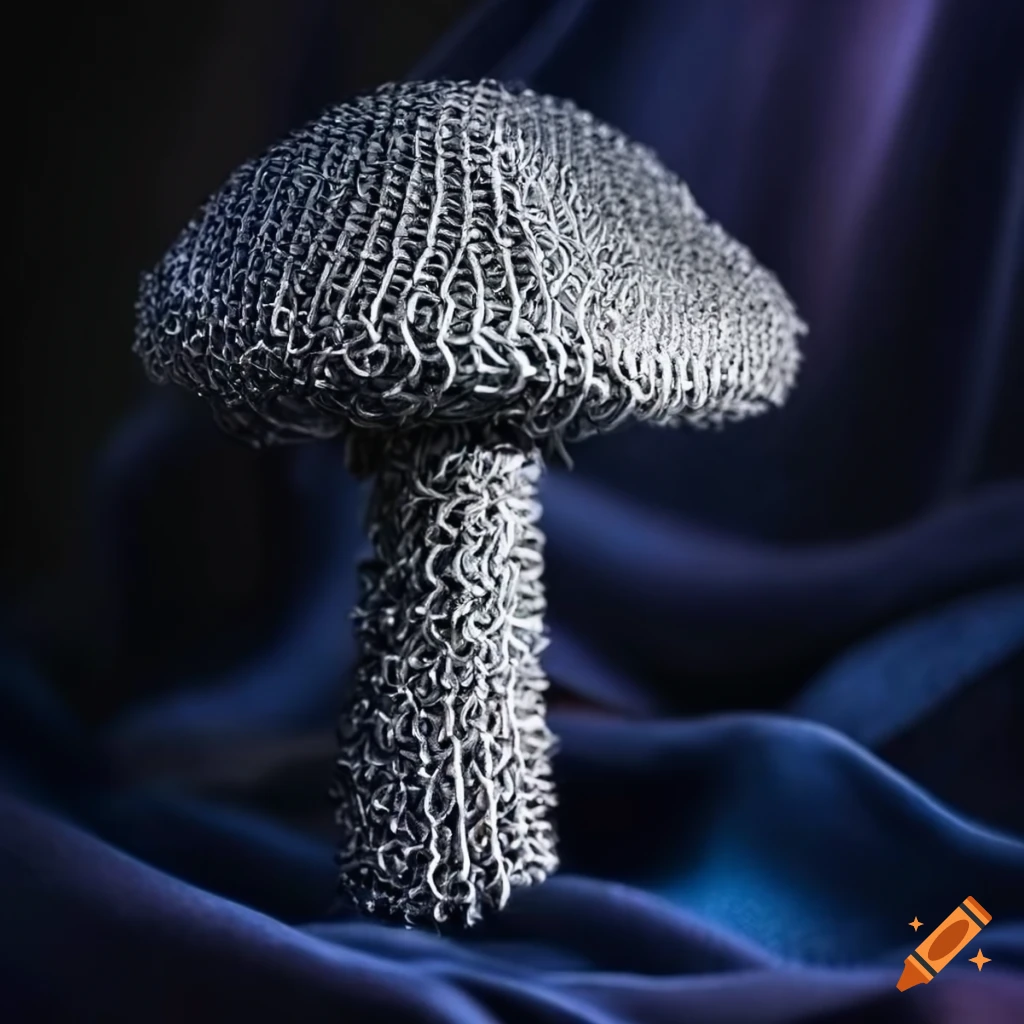 Chain mail mushroom on silk background on Craiyon
