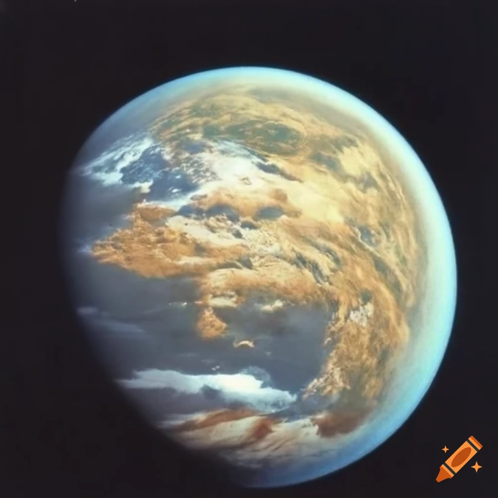 Detailed sci-fi photograph of a planet from a 70s space mission on Craiyon