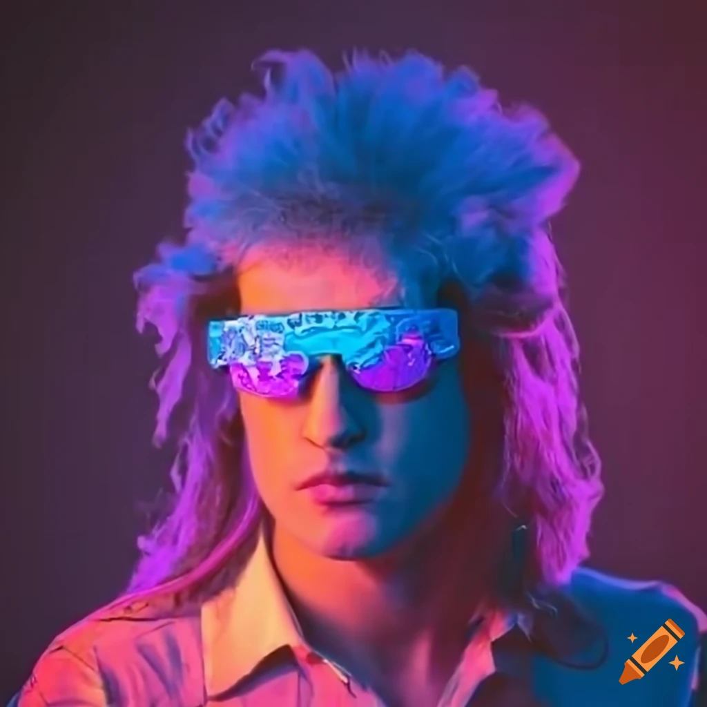 Young man in 80s retro style outfit on Craiyon