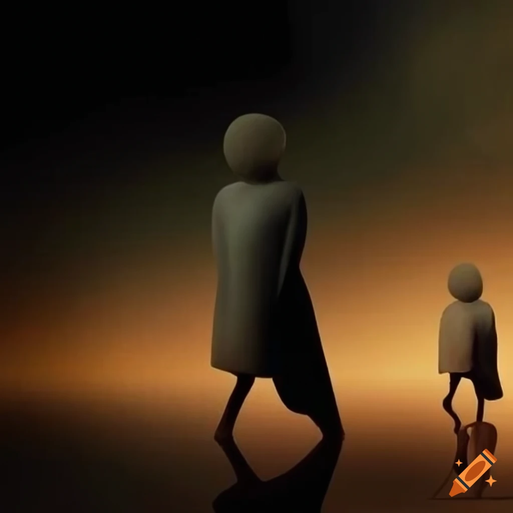 Surrealism artwork with faceless figures on Craiyon