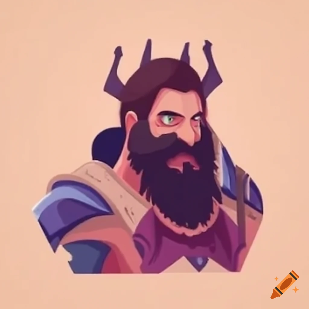 Image of a bearded slacker king with an axe