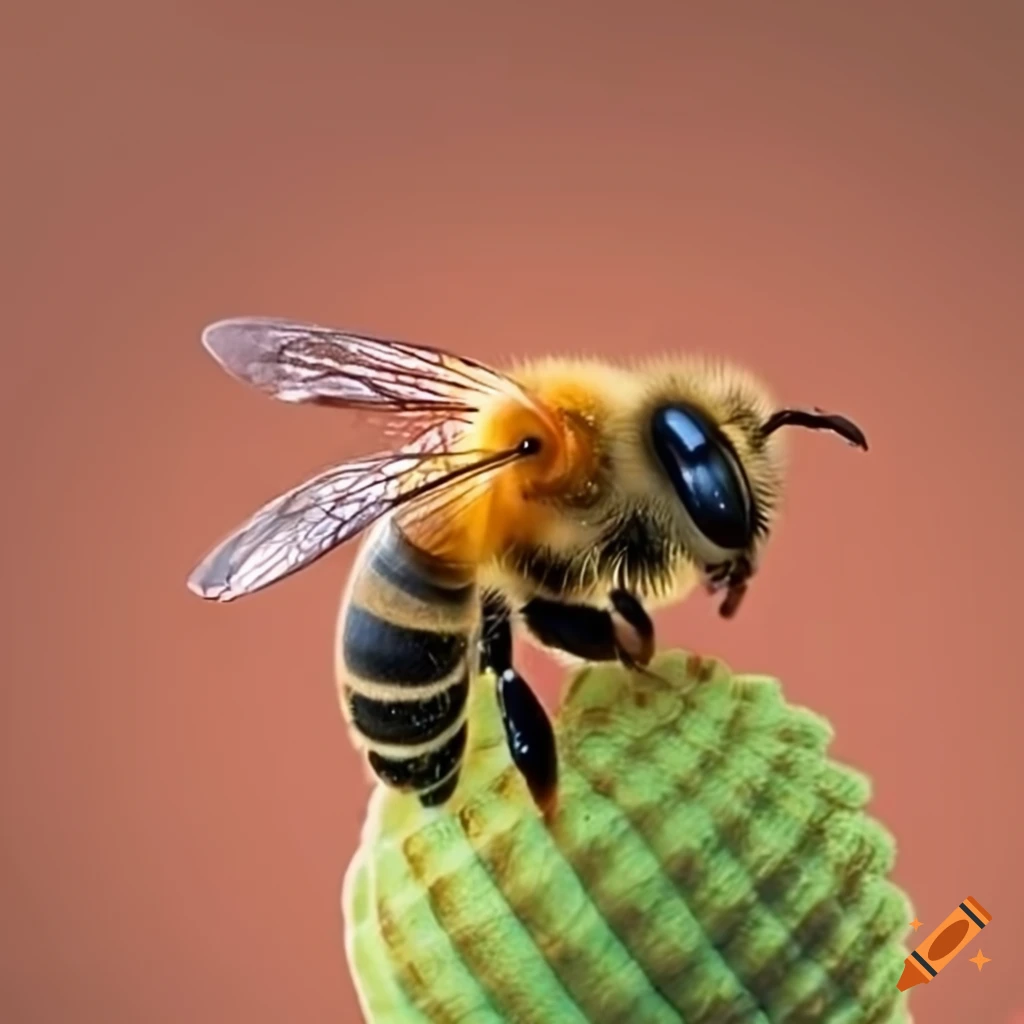 Close up Photo Of A Honeybee On Craiyon