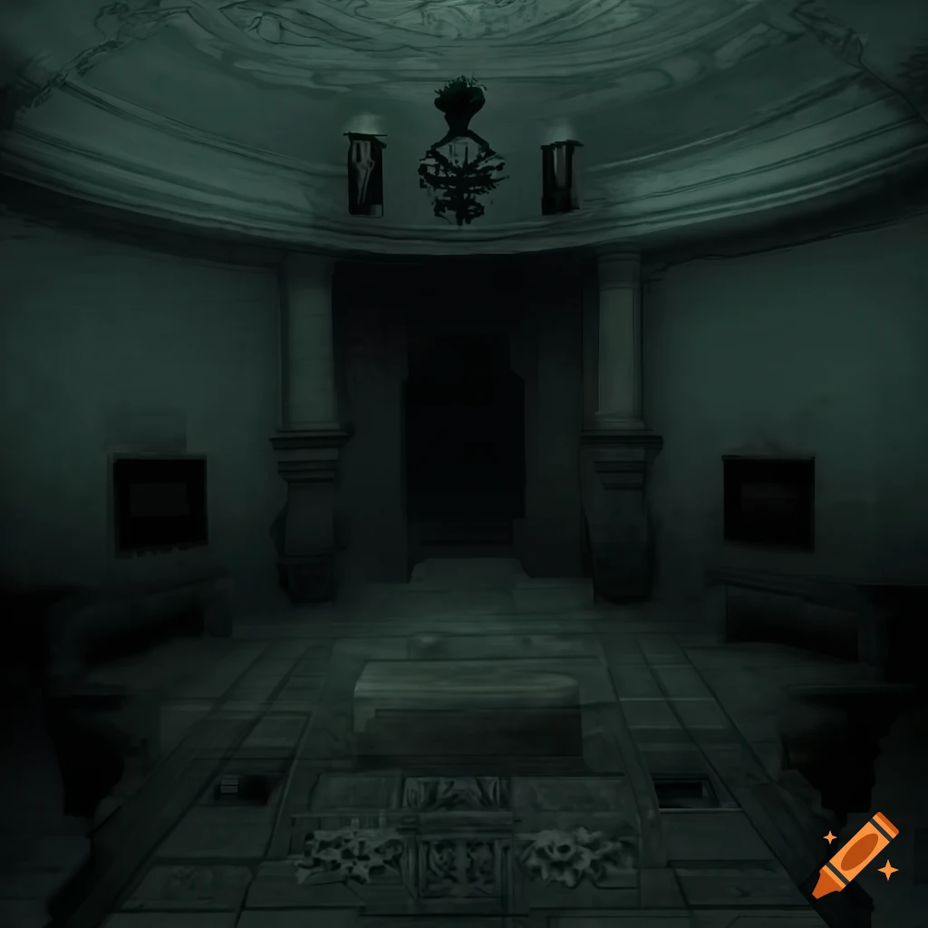 Ps1 style graphics of a dark introspective room