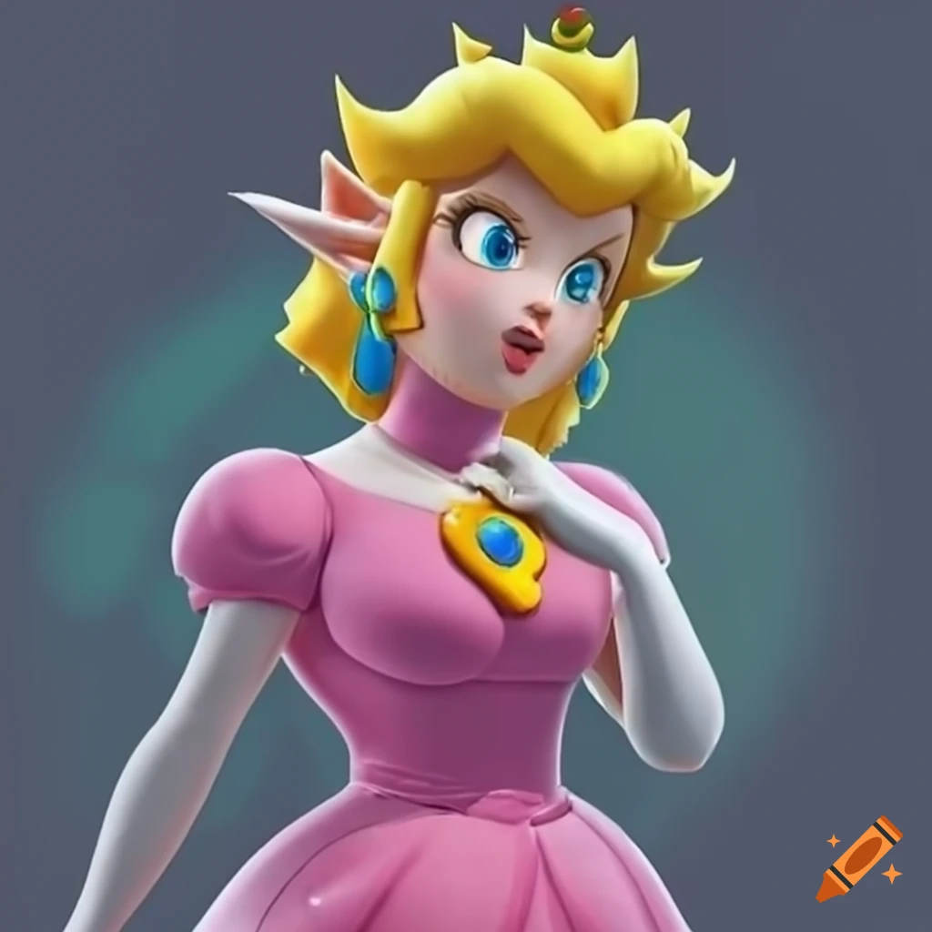 Princess peach and link posing together in palace costumes on Craiyon