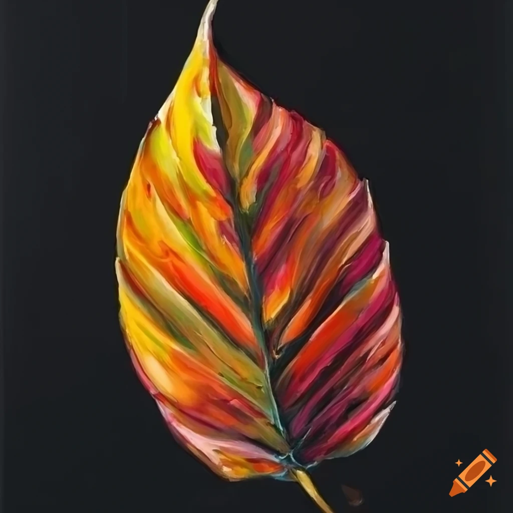 Oil painting of a leaf on Craiyon