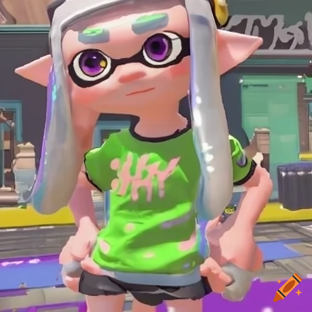 Adorable splatoon game characters covered in colorful ink
