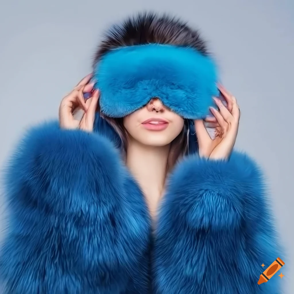 Woman in stylish fur coat and sleep mask on Craiyon