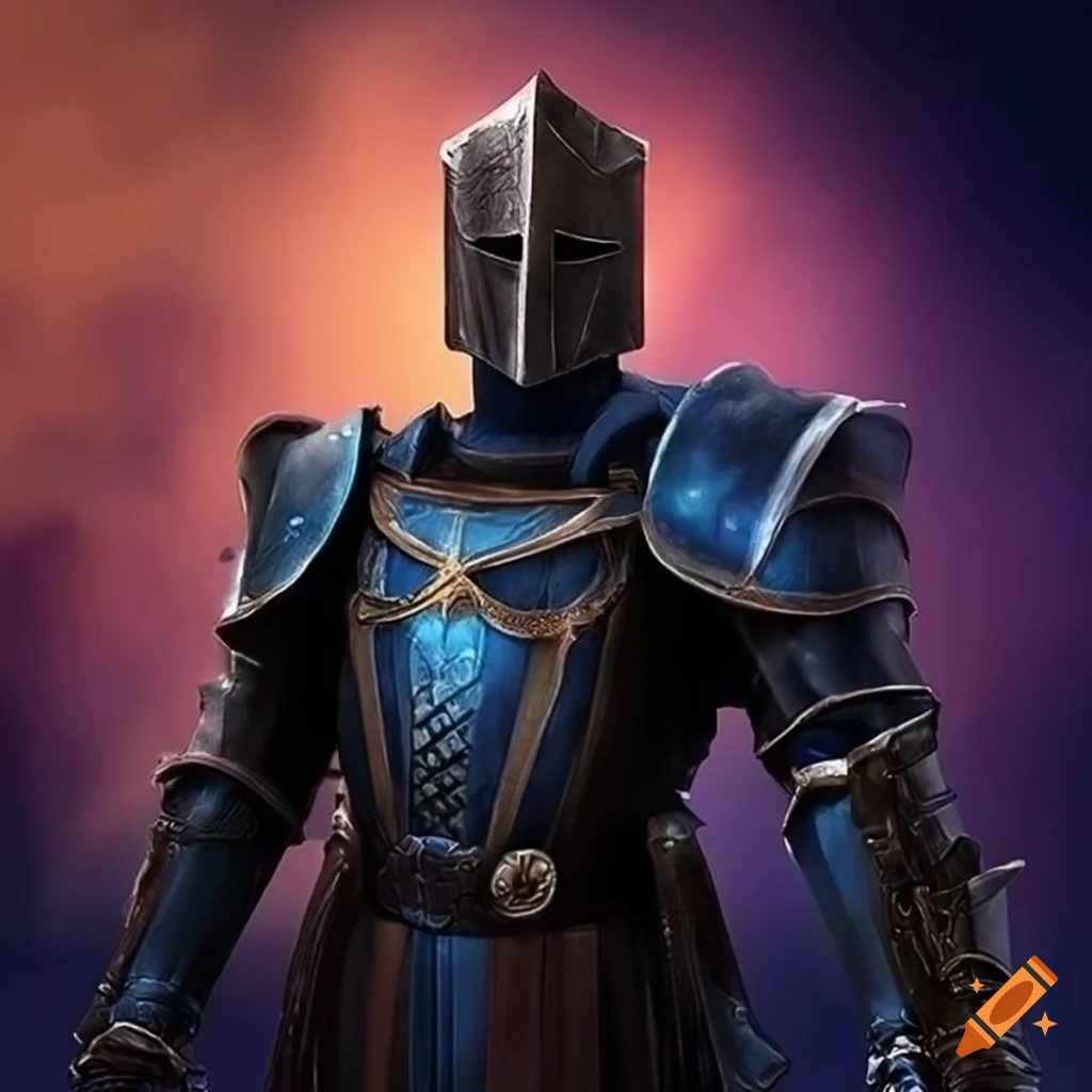 Blue wolf in armor wielding a magic sword on Craiyon