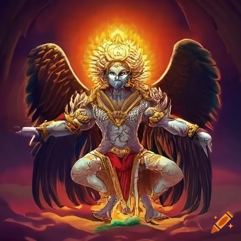 Powerful garuda with massive wingspan on Craiyon