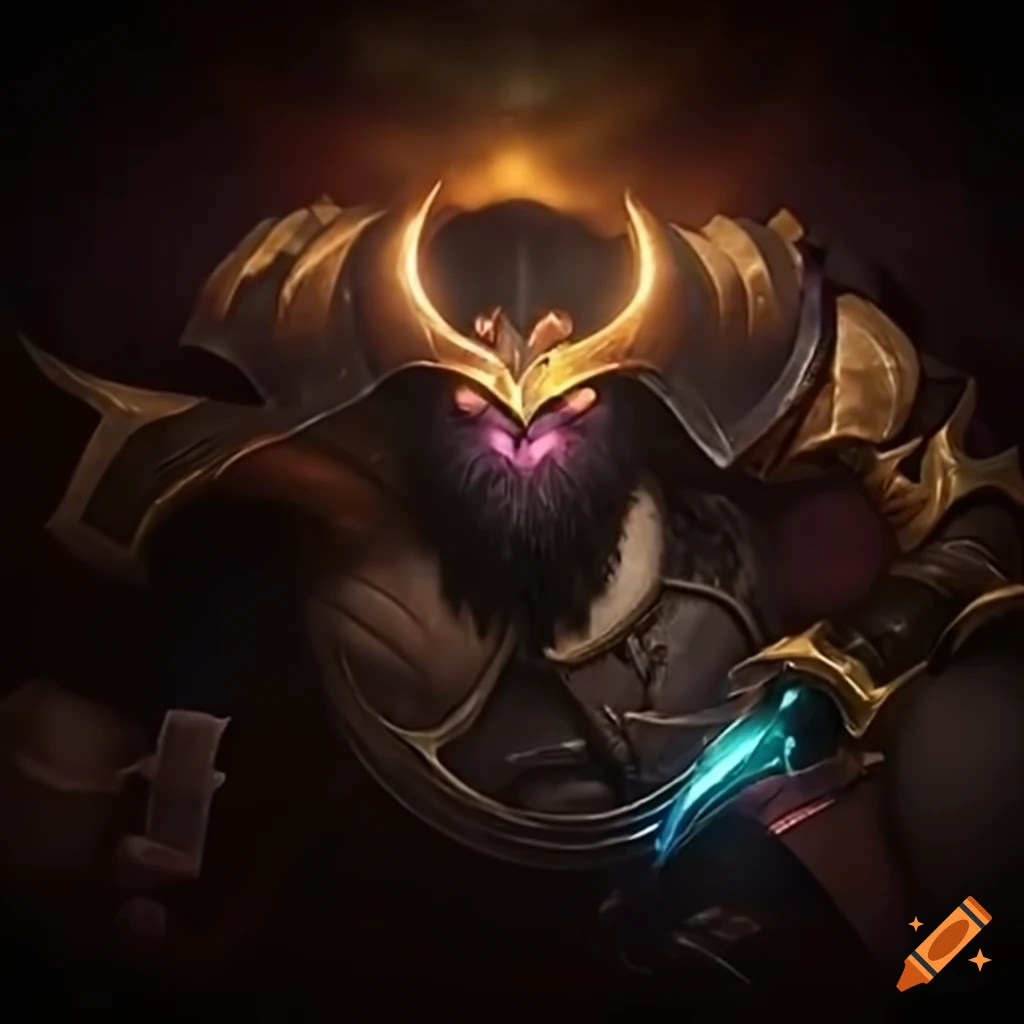 League of legends character with a beard and axe on Craiyon