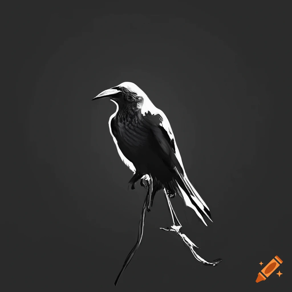 Black and white crow logo on Craiyon
