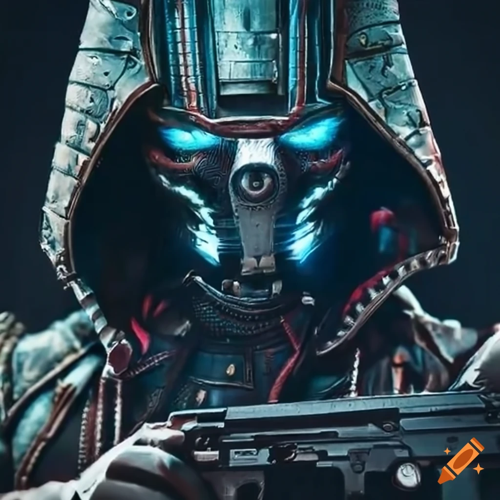 Image of a cyber samurai with a gun