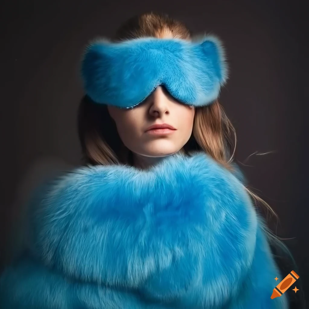 Fashionable woman with fur coat and sleep mask on Craiyon