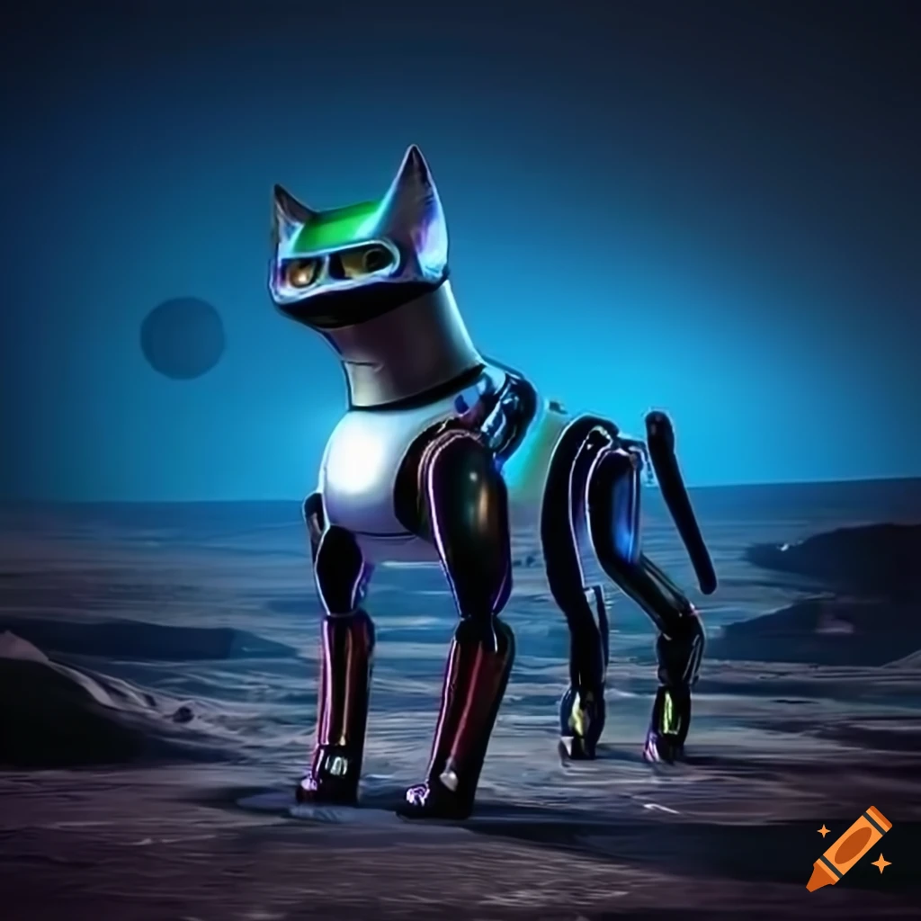 Futuristic robotic cat on the moon on Craiyon