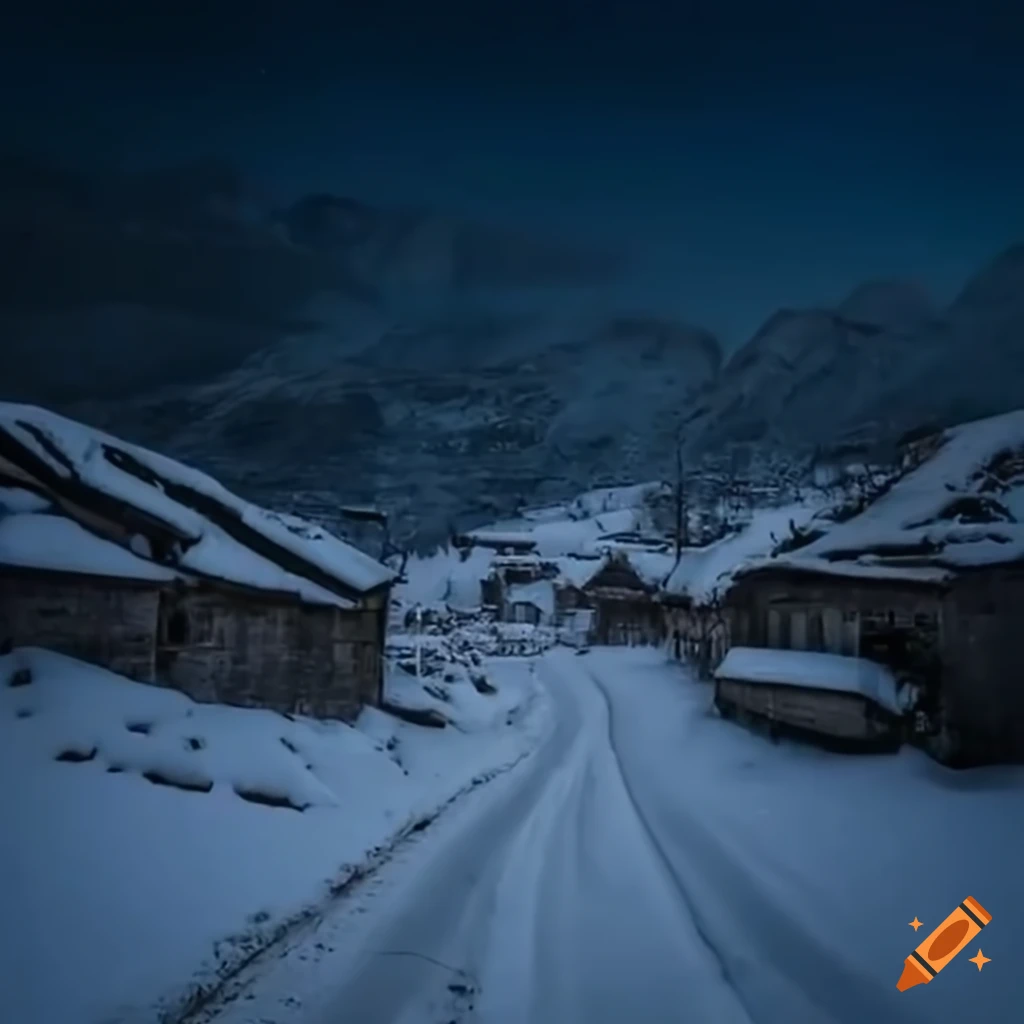 Dark winter town on Craiyon