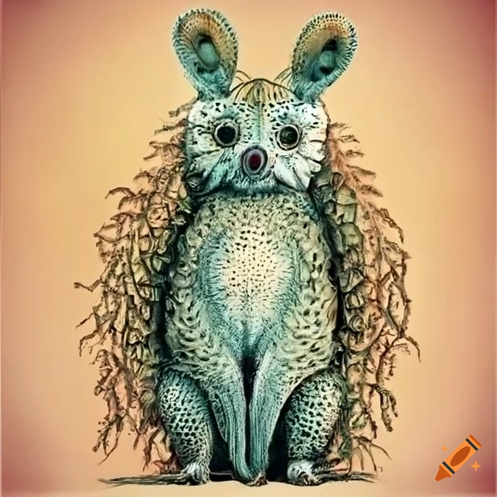 Garden with mutated animals and plants in bio art style on Craiyon