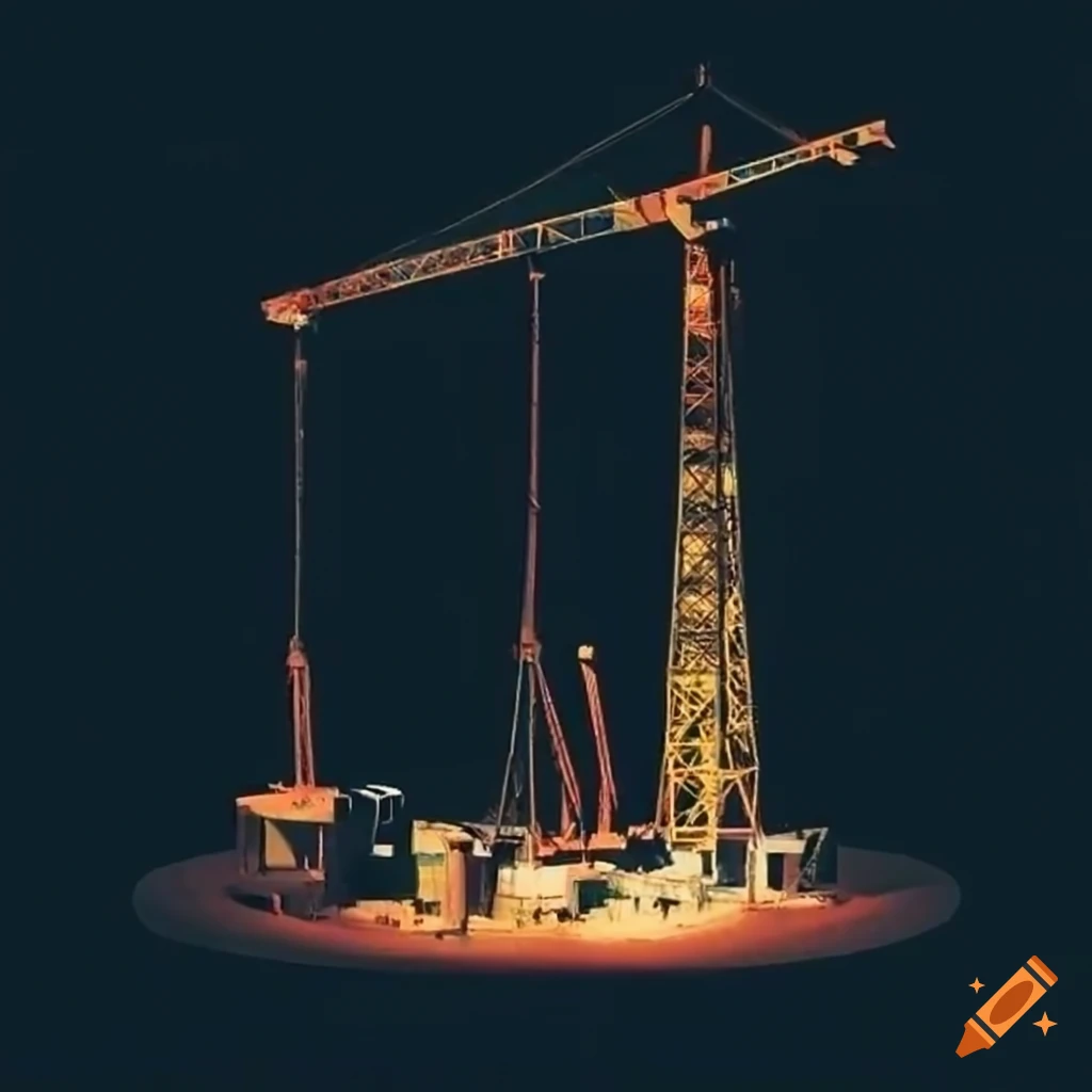 Crane with wrecking ball in futuristic city on Craiyon