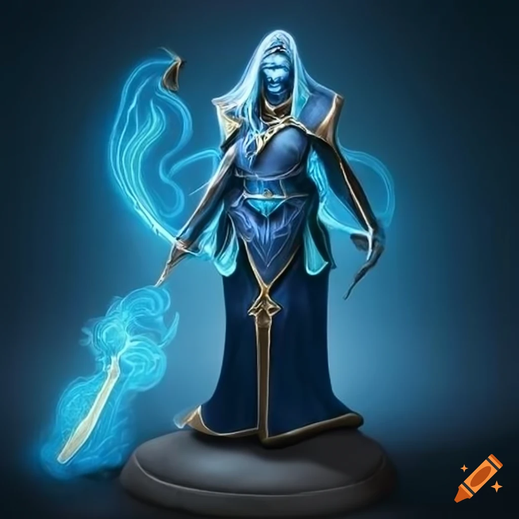 Image of a blue sorcerer with scales on Craiyon