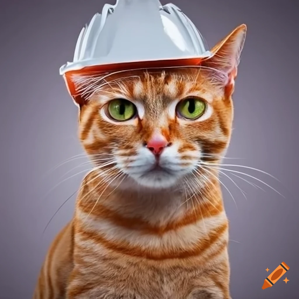 Cat wearing a construction helmet on Craiyon