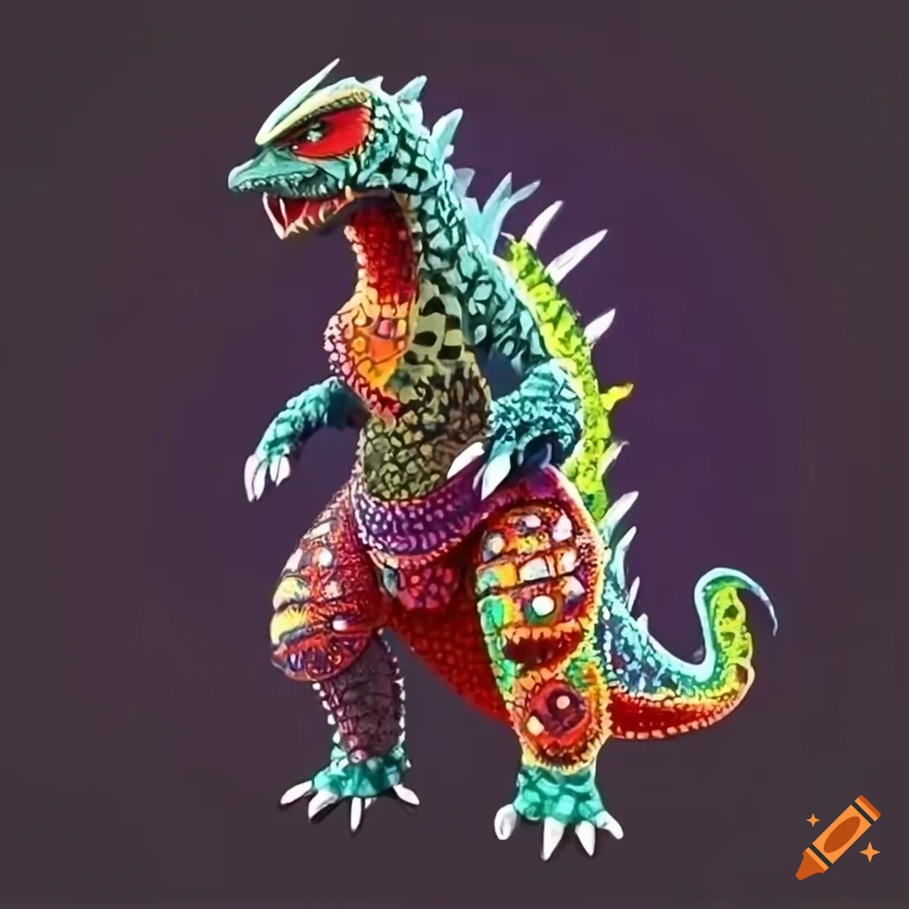 Godzilla-inspired alebrije sculpture