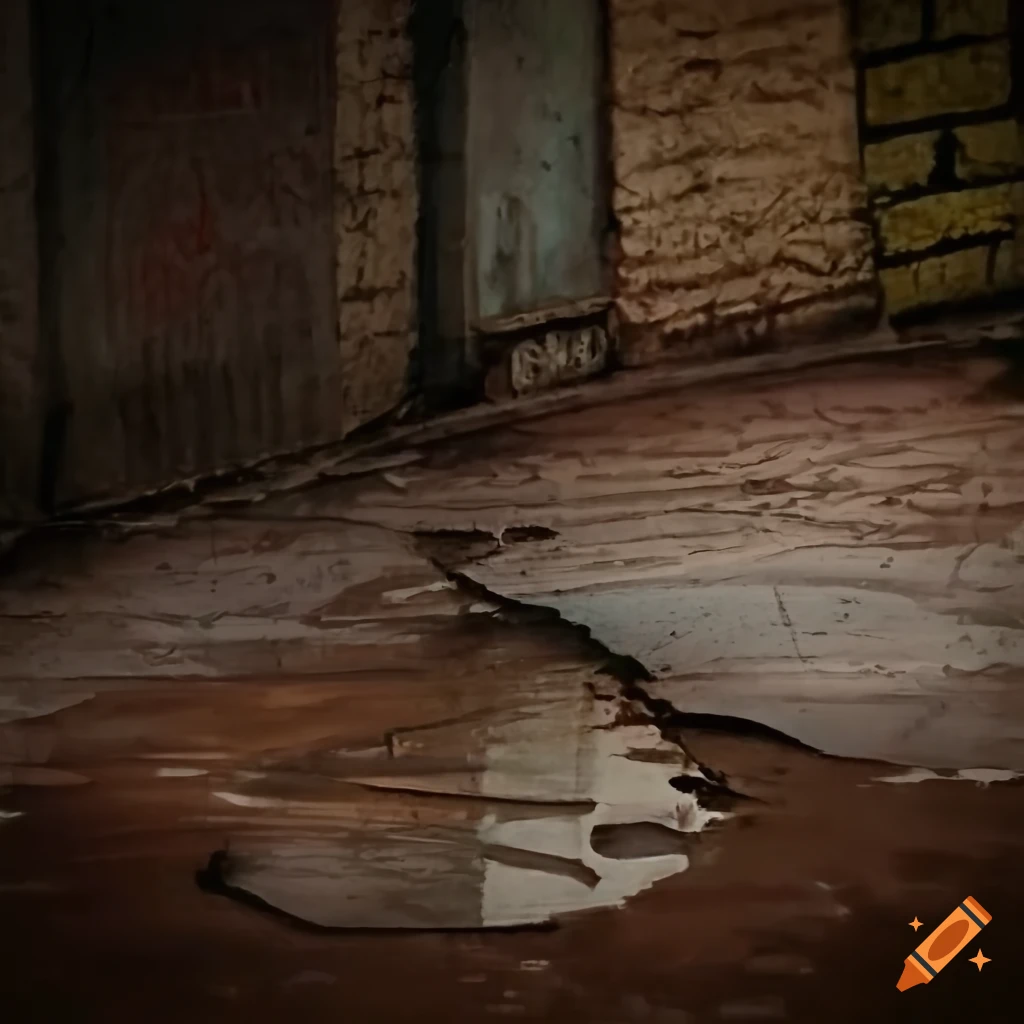 Depressing oil painting of a dirty puddle in Dortmund by Otto Dix on Craiyon