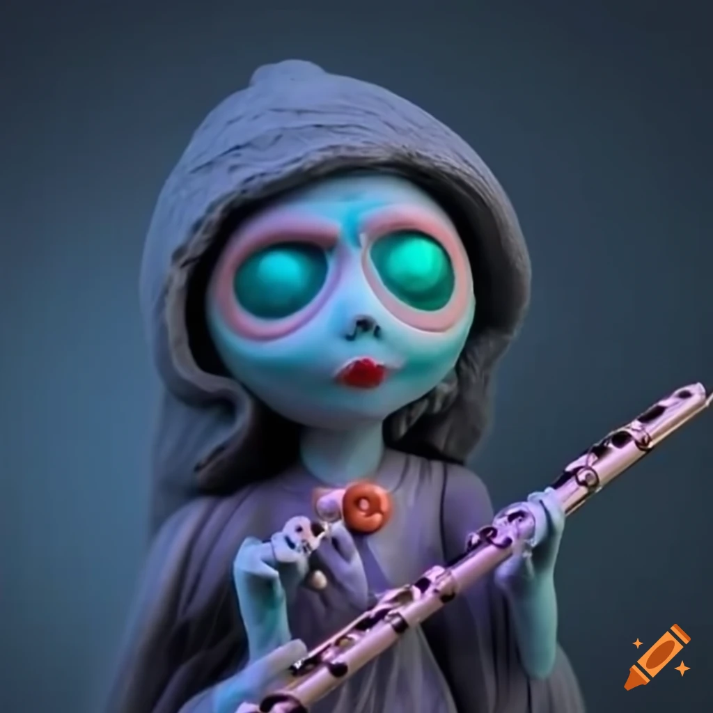 Mesmerizing Claymation Of A Ghost Girl Playing A Glowing Flute On Craiyon