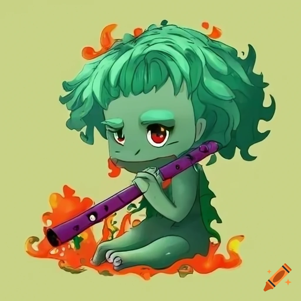 Cute monster playing flute on Craiyon