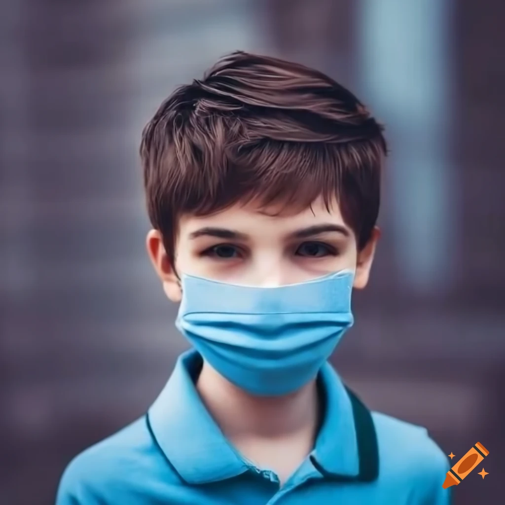 Stylish boy wearing mask in the city on Craiyon