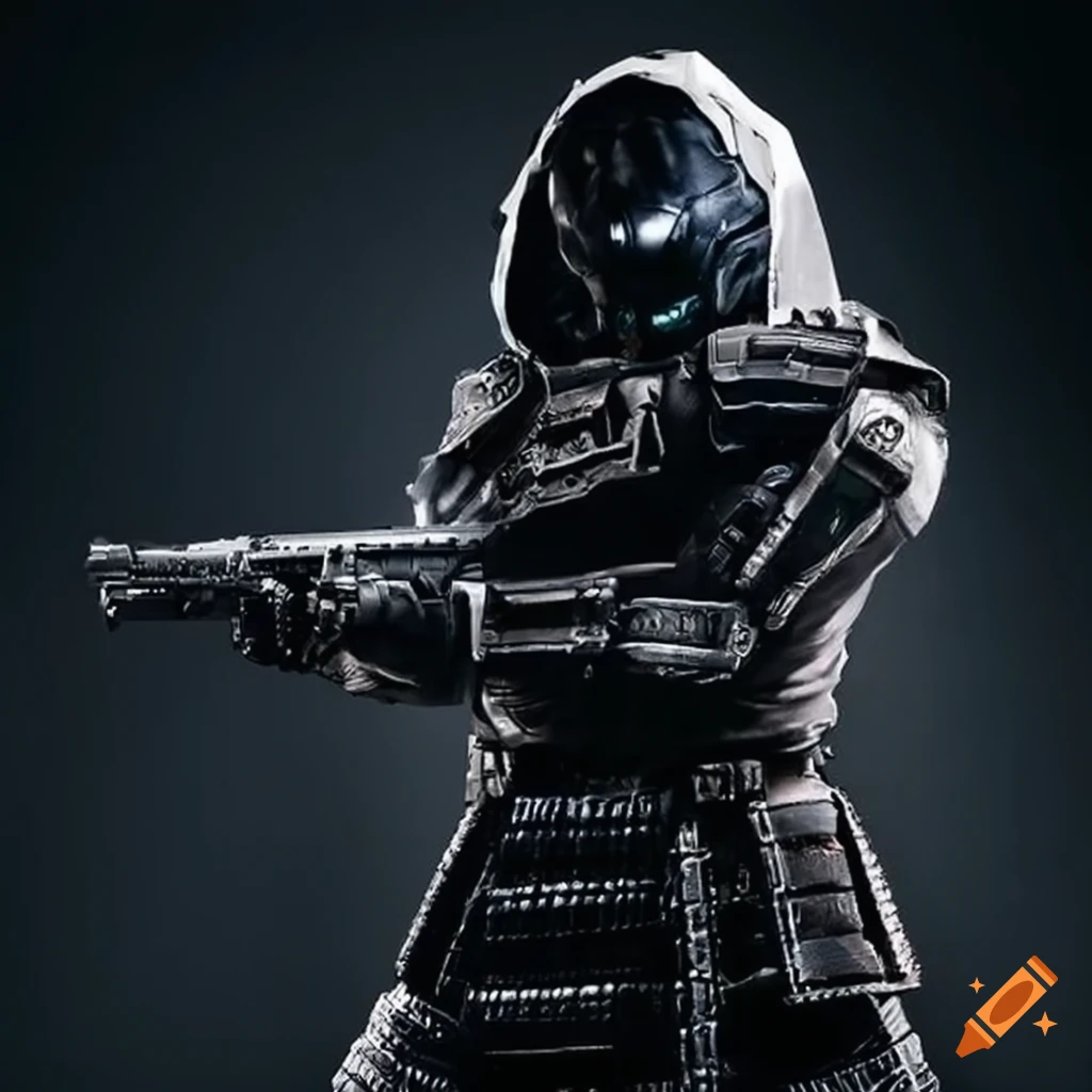 Futuristic cyber samurai with a gun on Craiyon