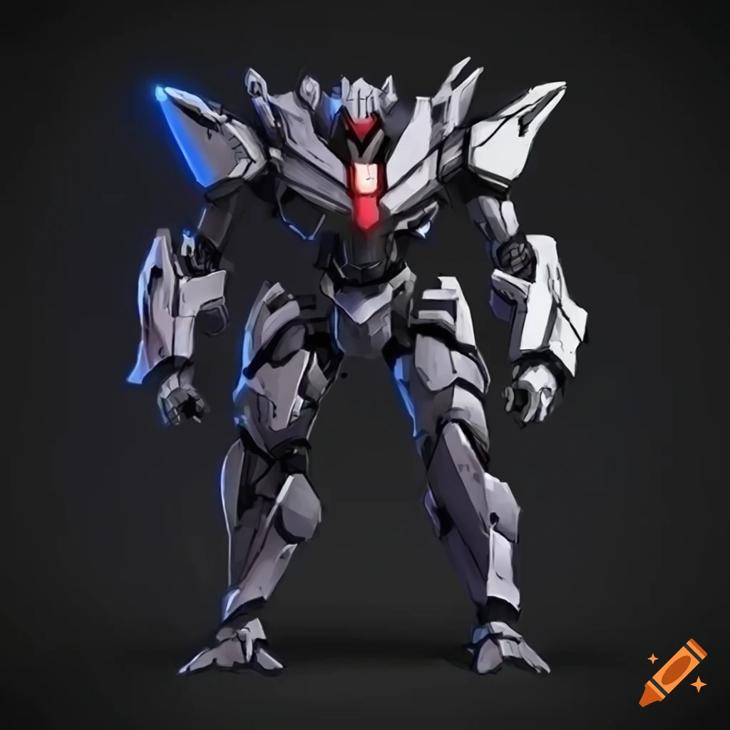 Bulky armored anime mecha on Craiyon