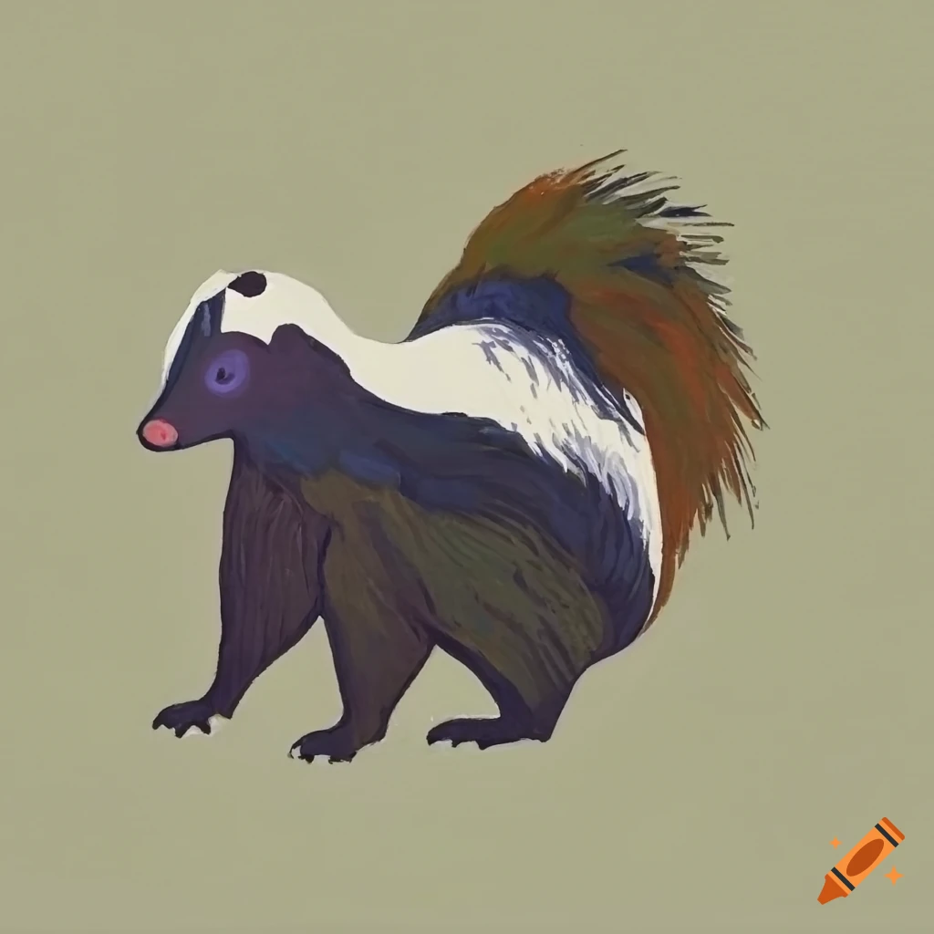Van gogh style painting of a striped skunk