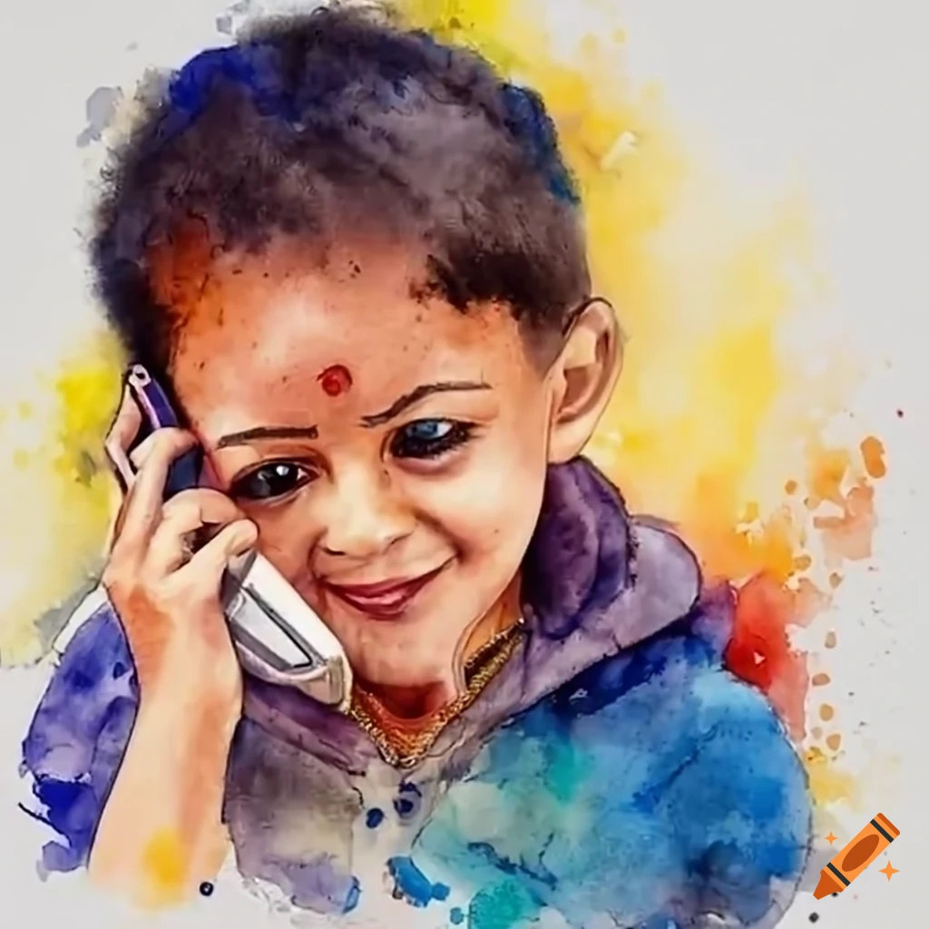 Indian child talking on the phone
