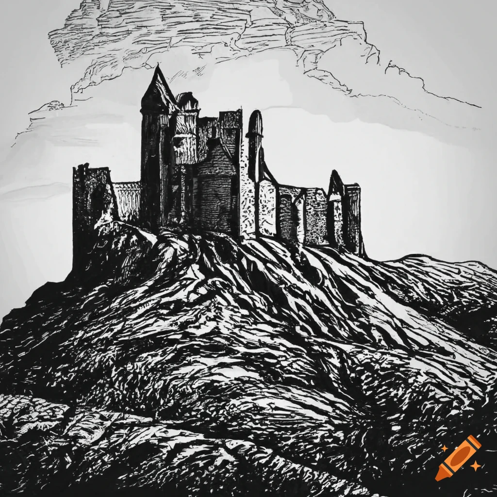 Line drawing of rock of cashel castle