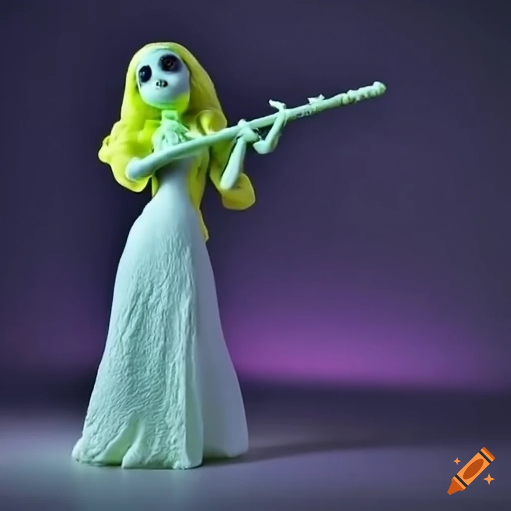 Creepy gypsy ghost girl playing flute on Craiyon