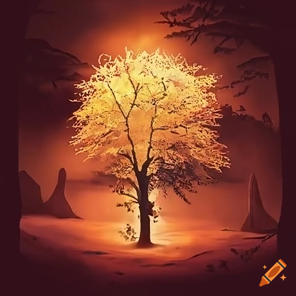 Image of a mystical tree in a serene landscape