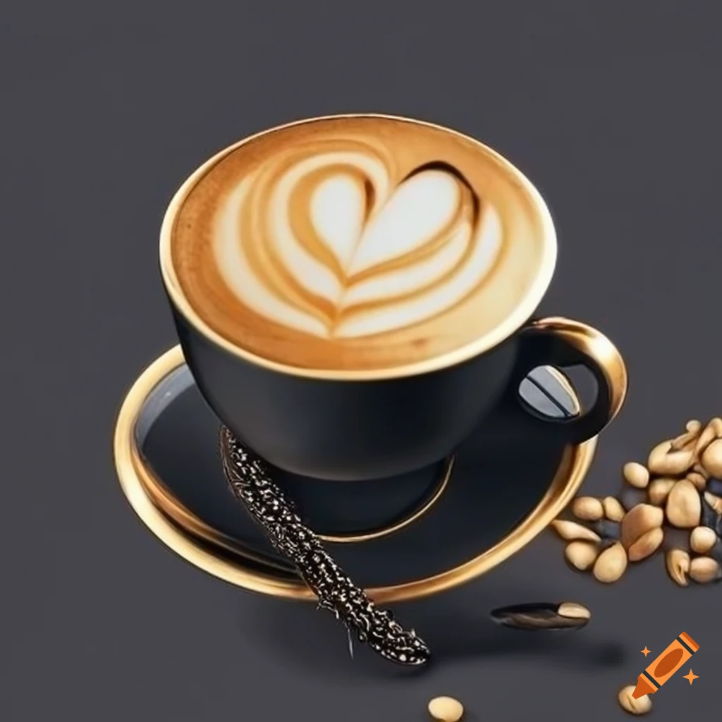 Luxury coffee menu with black and golden coffee bean designs on Craiyon