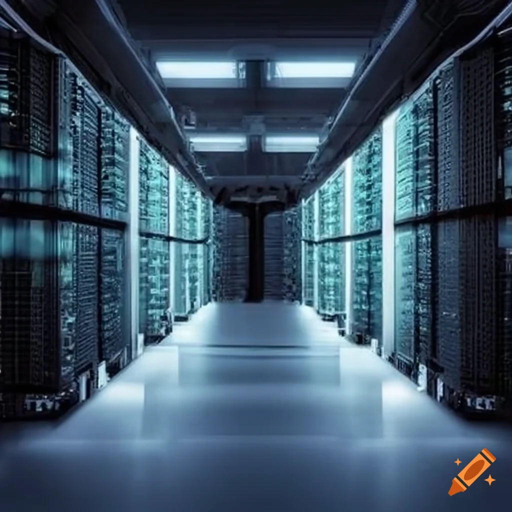 Data center server racks on Craiyon