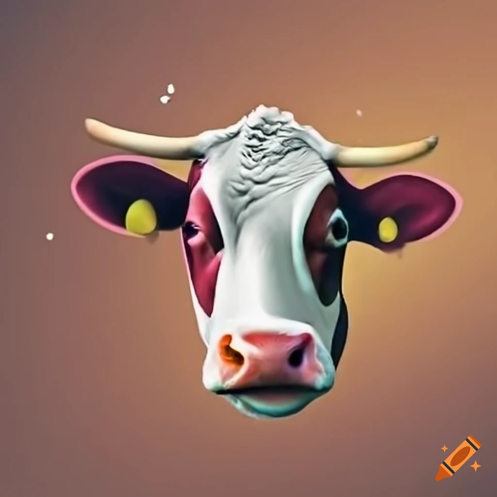 Aerial view of a cow in a field on Craiyon